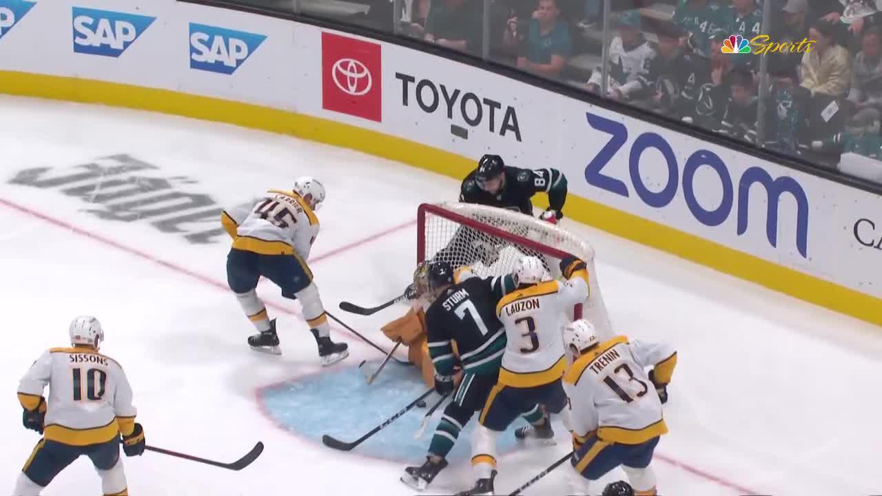 NSH@SJS: Zadina scores goal against Juuse Saros | San Jose Sharks