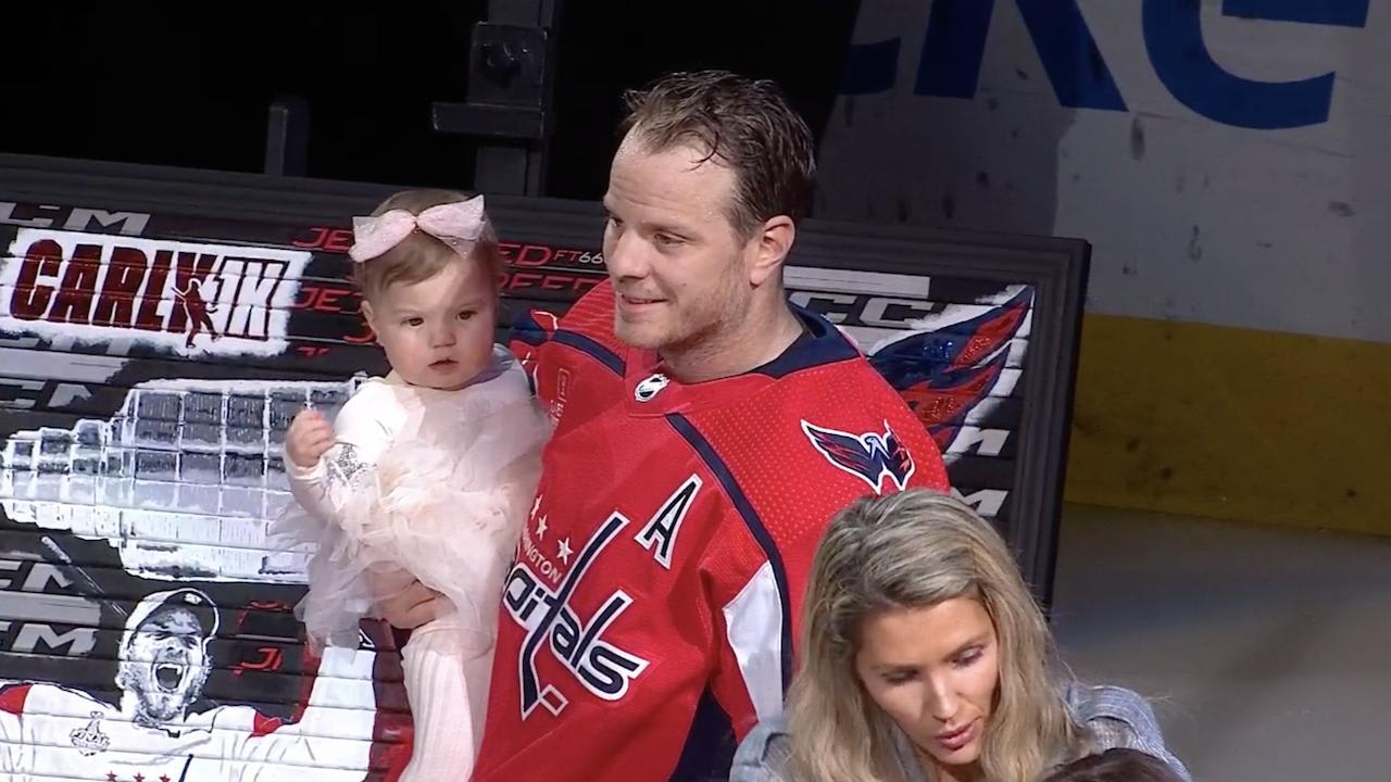 Carlson joined by kids for warmups before 1,000th game ceremony | NHL.com