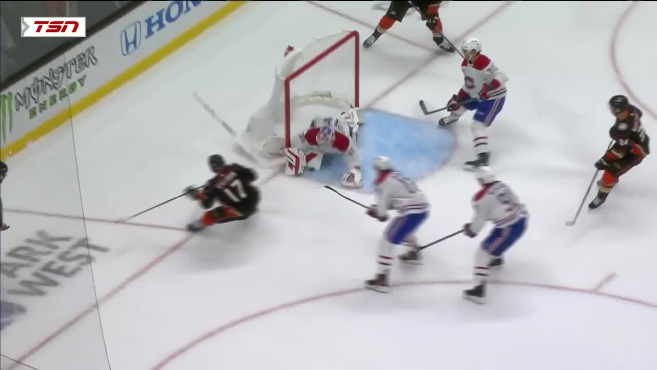 Samuel Montembeault with a Spectacular Goalie Save from Anaheim Ducks ...