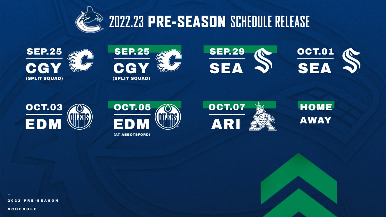 Canucks Announce 2022.23 Pre-Season Schedule | Vancouver Canucks