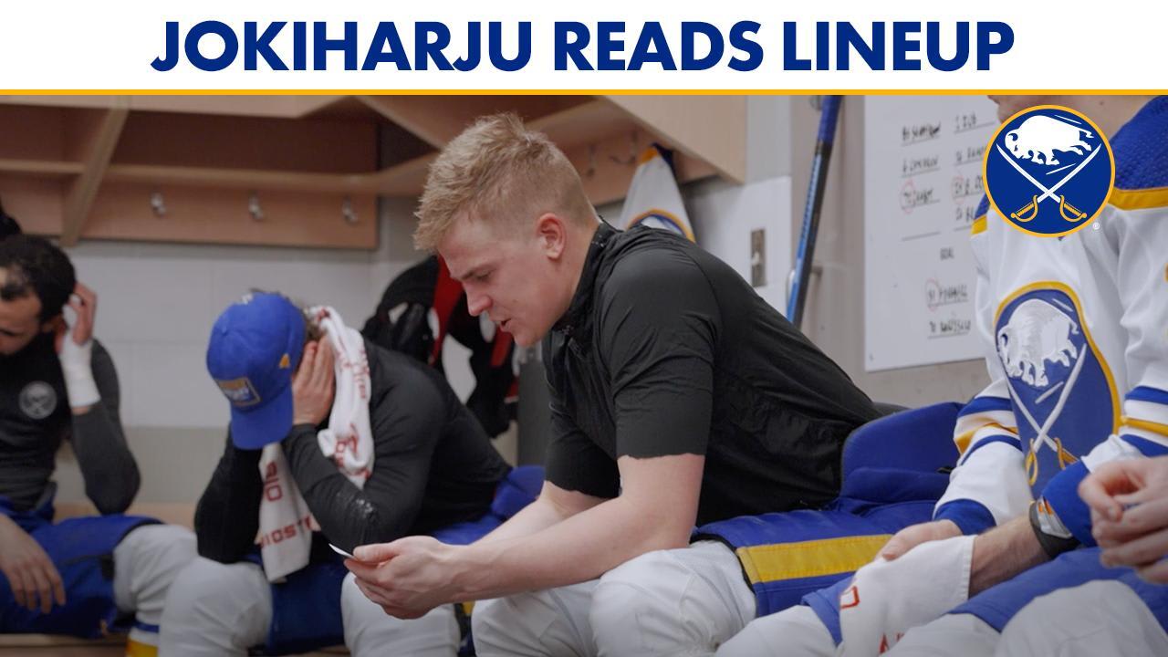 Henri Jokiharju Reads Lineup | Buffalo Sabres
