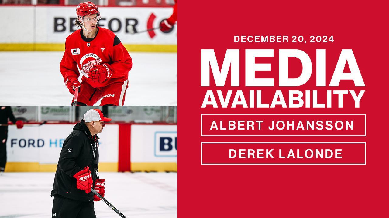 Albert Johansson & Derek Lalonde Morning Skate | Detroit Red Wings
