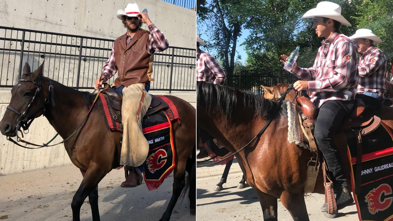 Gaudreau, Flames ride horses to help kick off Calgary Stampede | NHL.com