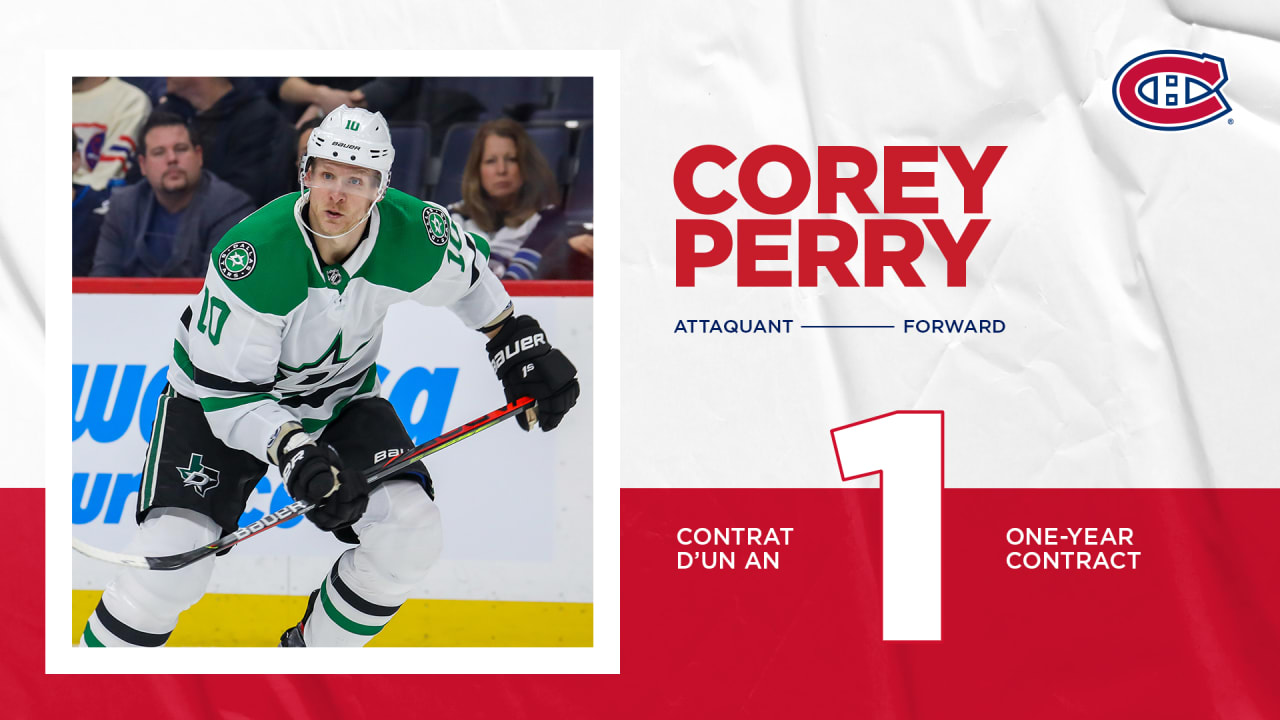 Contrat d'une saison avec les Canadiens pour Corey Perry | Canadiens de ...