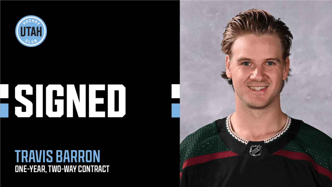 Utah Hockey Club Signs Forward Travis Barron to One-Year Contract ...
