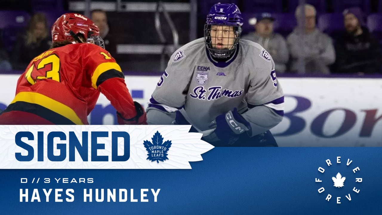 Confirmed with Link: - Leafs sign D Hayes Hundley to ELC (3 years, $1 ...