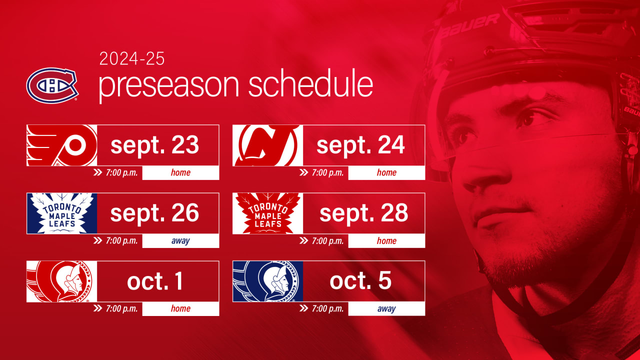 Canadiens share 2024-25 preseason schedule | Montréal Canadiens