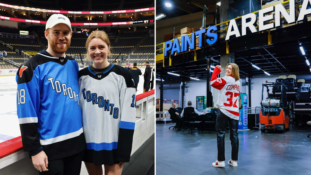 Compher, sister rock each other’s jerseys before games at PPG Paints ...