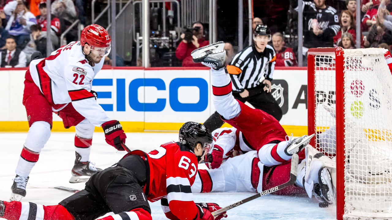 Bratt Scores 2, Vanecek Blank, Devils Pull Even Atop Metro | GAME STORY ...