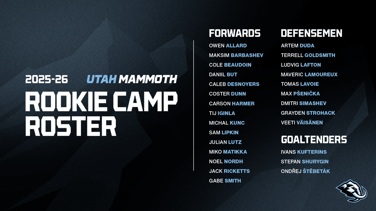 Utah Mammoth Announce 2025 Rookie Camp Roster, Schedule | Utah Mammoth