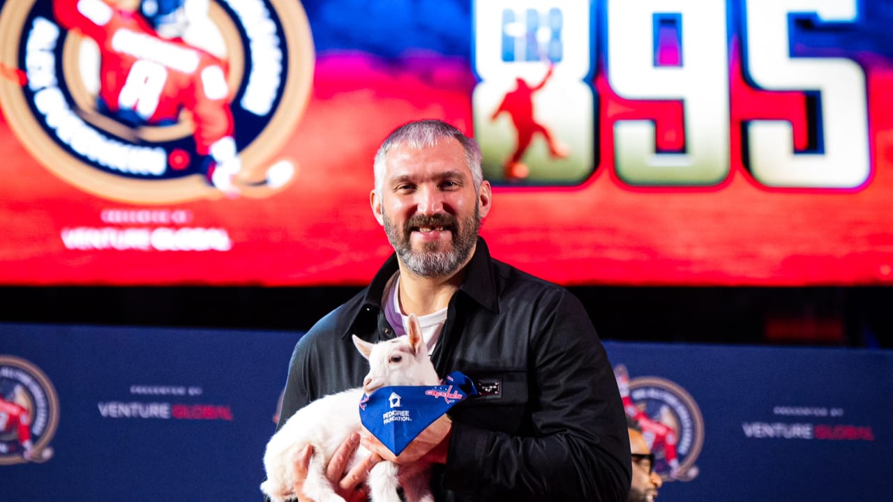 Ovechkin handed goat by Backstrom at NHL career goals celebration | NHL.com
