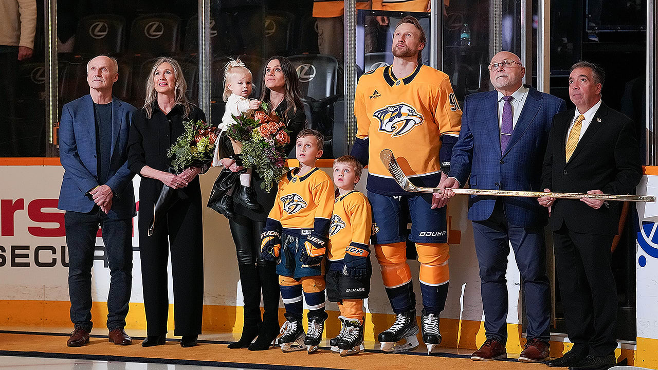 Stamkos honored for 600th NHL goal, sons skate out on ice with him ...