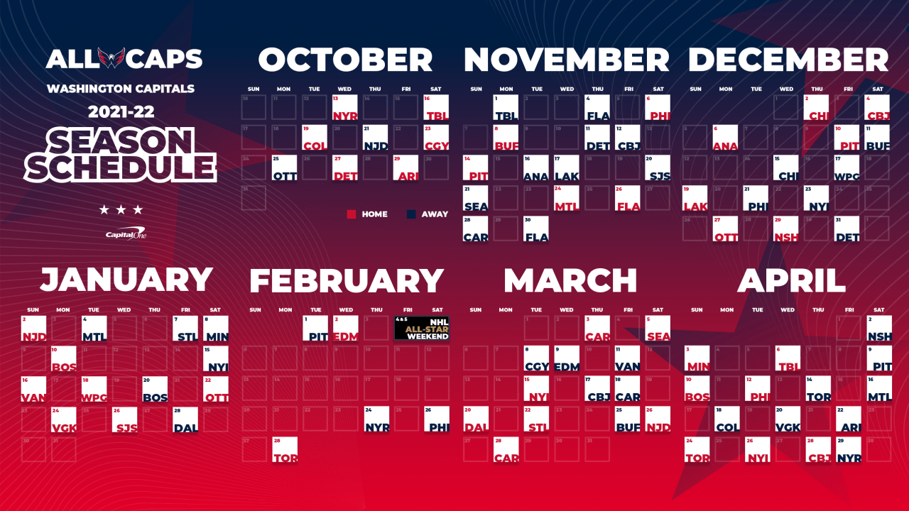 Capitals Announce 2021-22 Regular-Season Schedule | Washington Capitals
