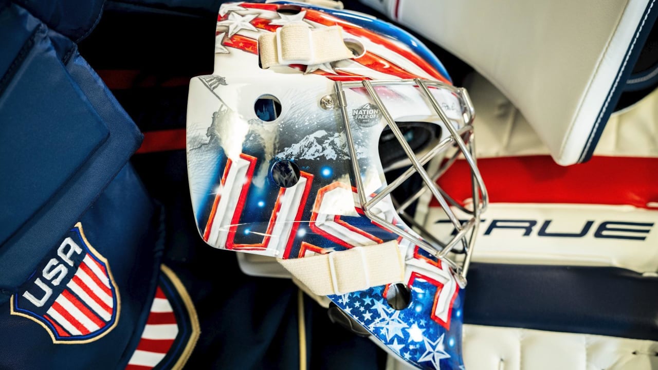 Swayman shows off his Team USA Mask | Boston Bruins