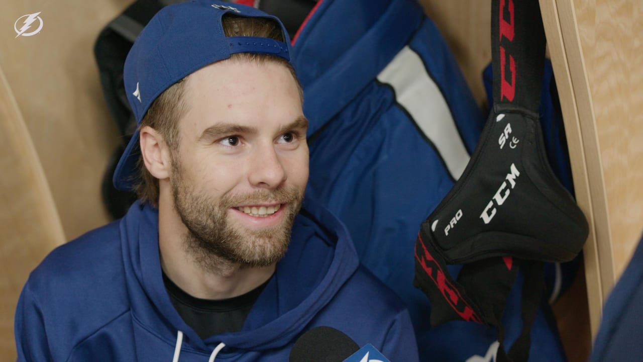 Brandon Hagel | Pregame at Calgary | Tampa Bay Lightning