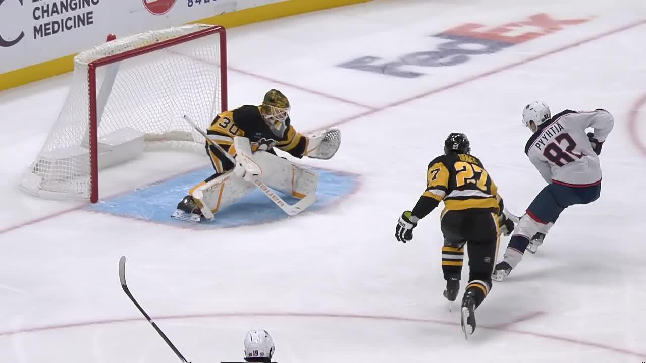 CBJ@PIT: Pyyhtia scores PPG against Joel Blomqvist | Columbus Blue Jackets