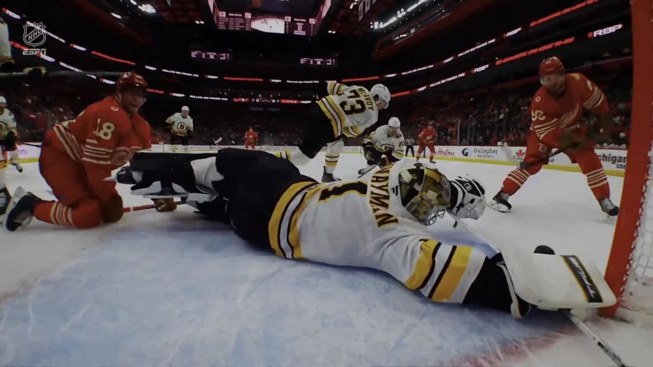 BOS@DET: Swayman with a great save against Alex DeBrincat | Boston Bruins