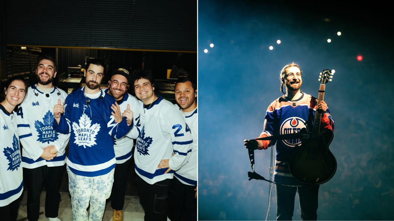 Noah Kahan shows off NHL jersey collection on tour | NHL.com