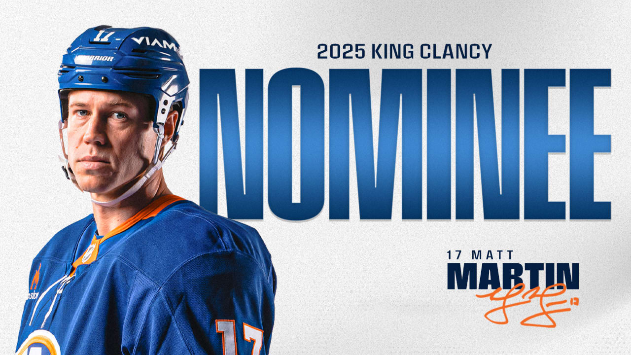 Martin Named Islanders Nominee For 2024-25 King Clancy Memorial Trophy ...