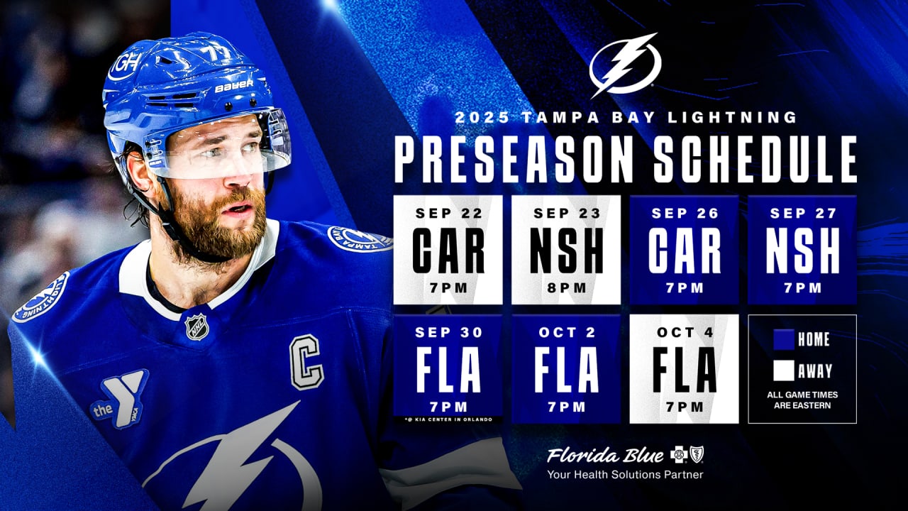 Lightning announce 2025 preseason schedule, presented by Florida Blue | Tampa Bay Lightning
