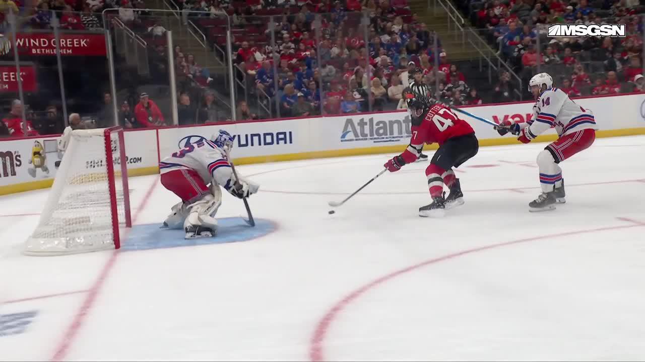 NYR@NJD: Cotter scores goal against Dylan Garand | New Jersey Devils