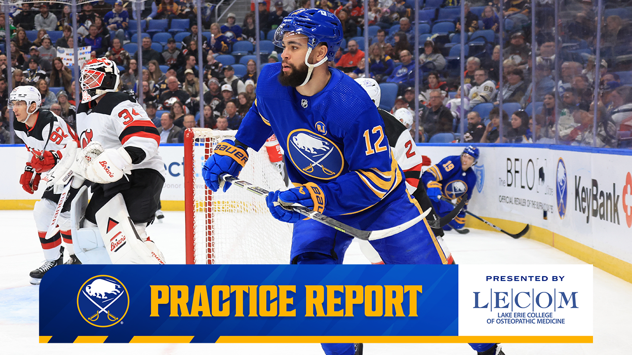 Greenway returns to practice with Sabres in yellow non-contact jersey ...