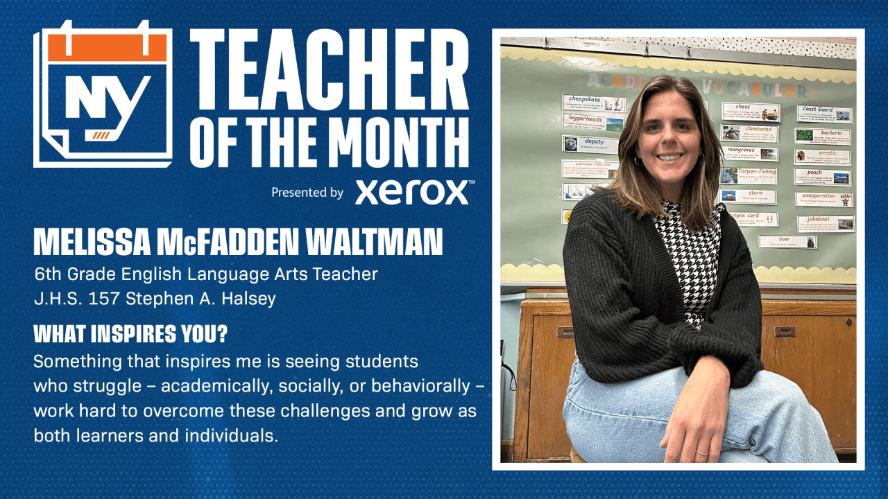 Teacher of the Month: Melissa McFadden Waltman | New York Islanders