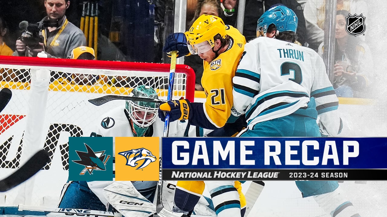 Predators Score 8 Top Sharks To Tie Franchise Record Point Streak At