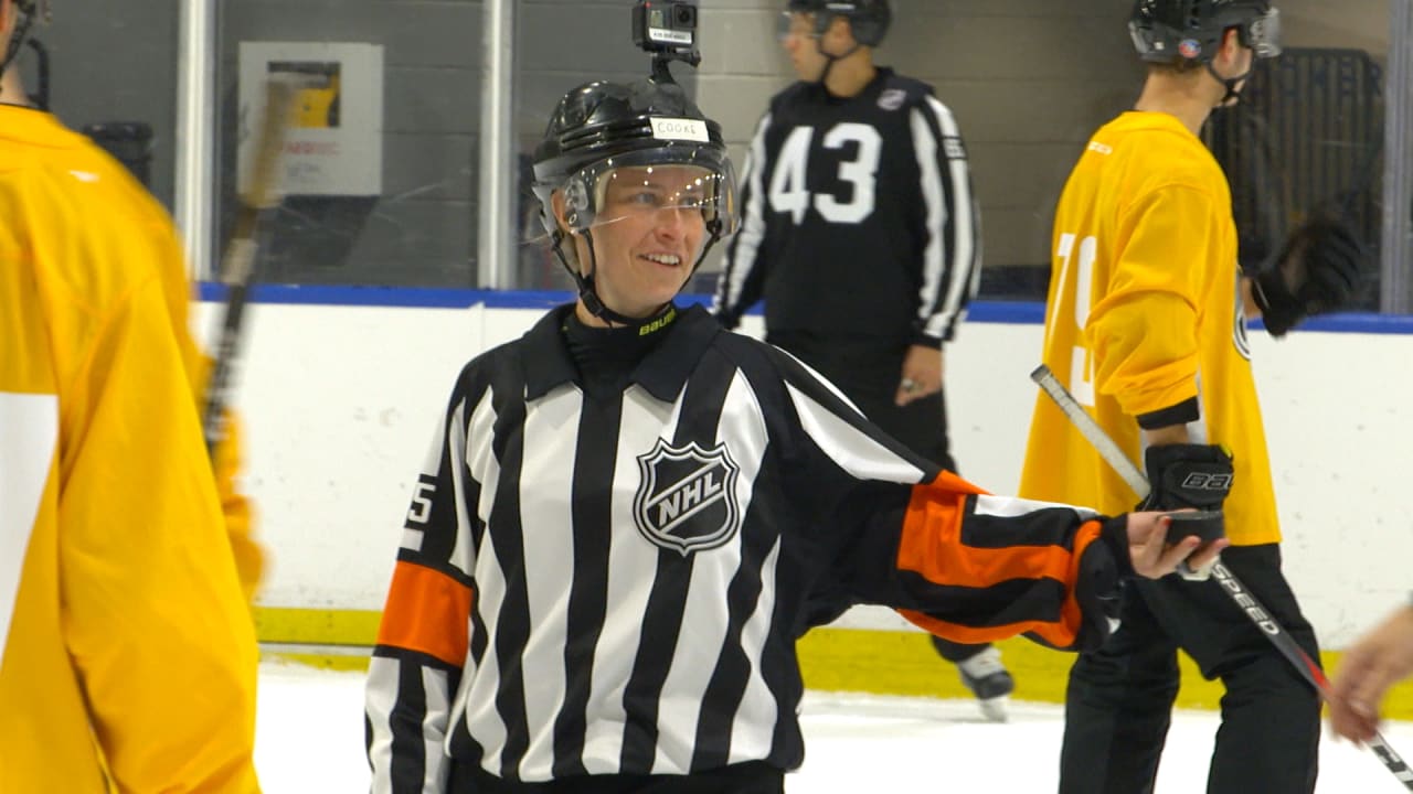Kelly Cooke referees at combine | LNH.com
