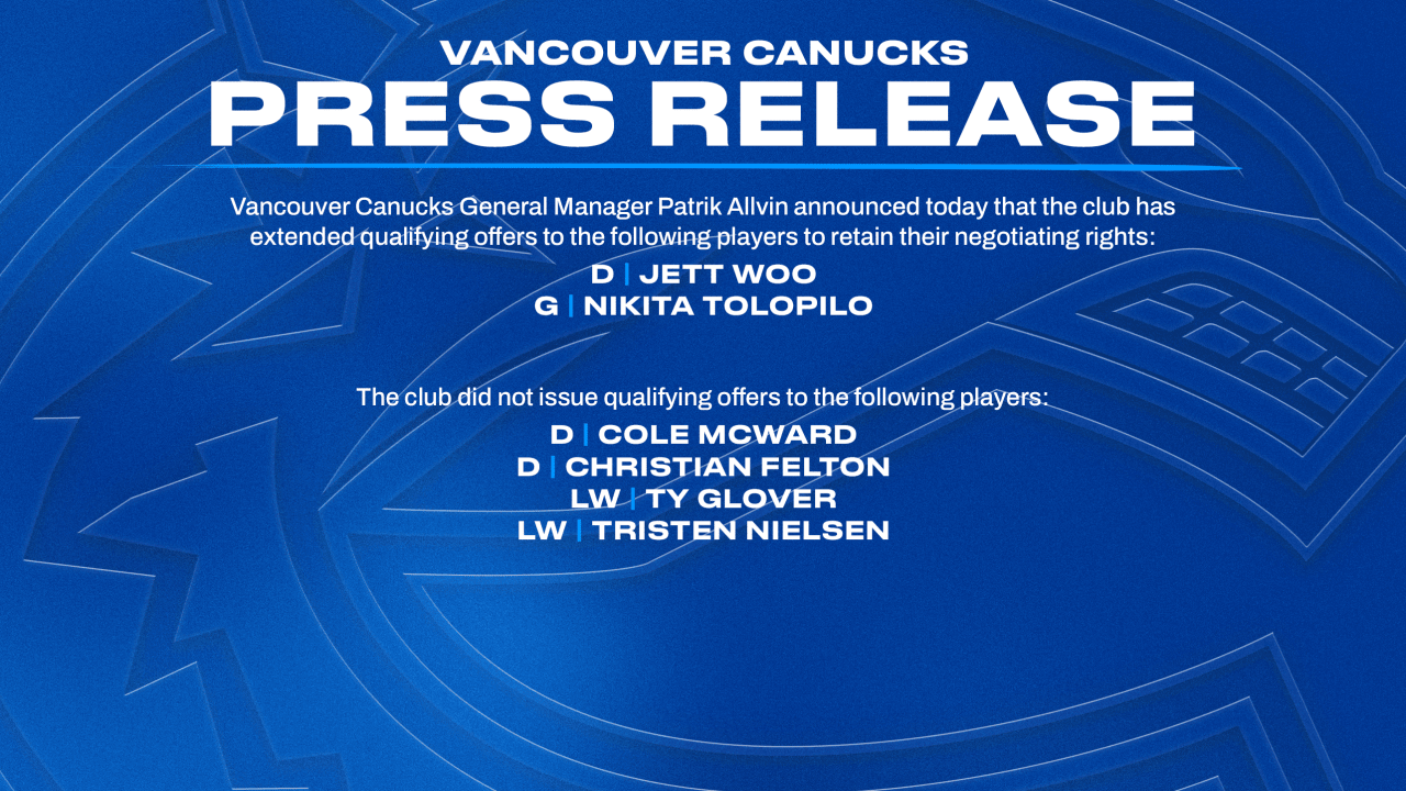 CANUCKS EXTEND QUALIFYING OFFERS TO PLAYERS | Vancouver Canucks