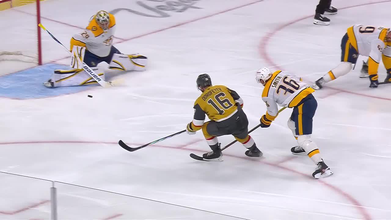 NSH@VGK: Dorofeyev scores goal against Justus Annunen | Vegas Golden ...