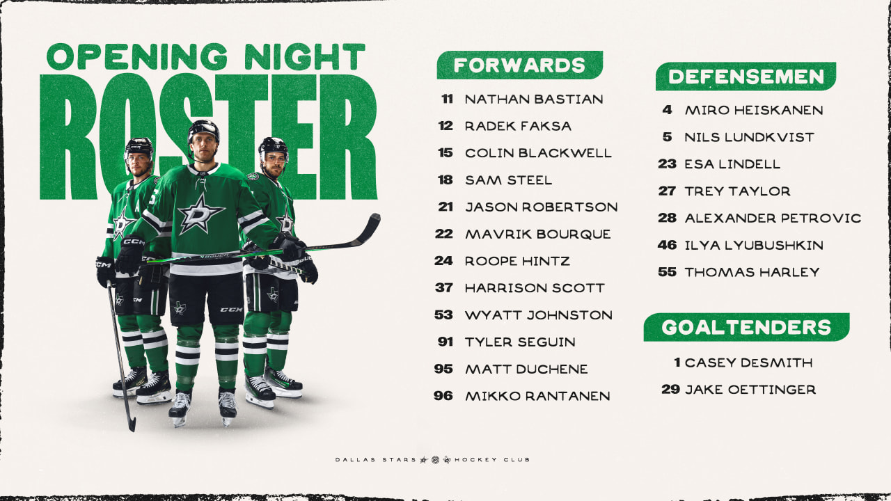 Dallas Stars announce opening night roster for 2025-26 season | Dallas ...