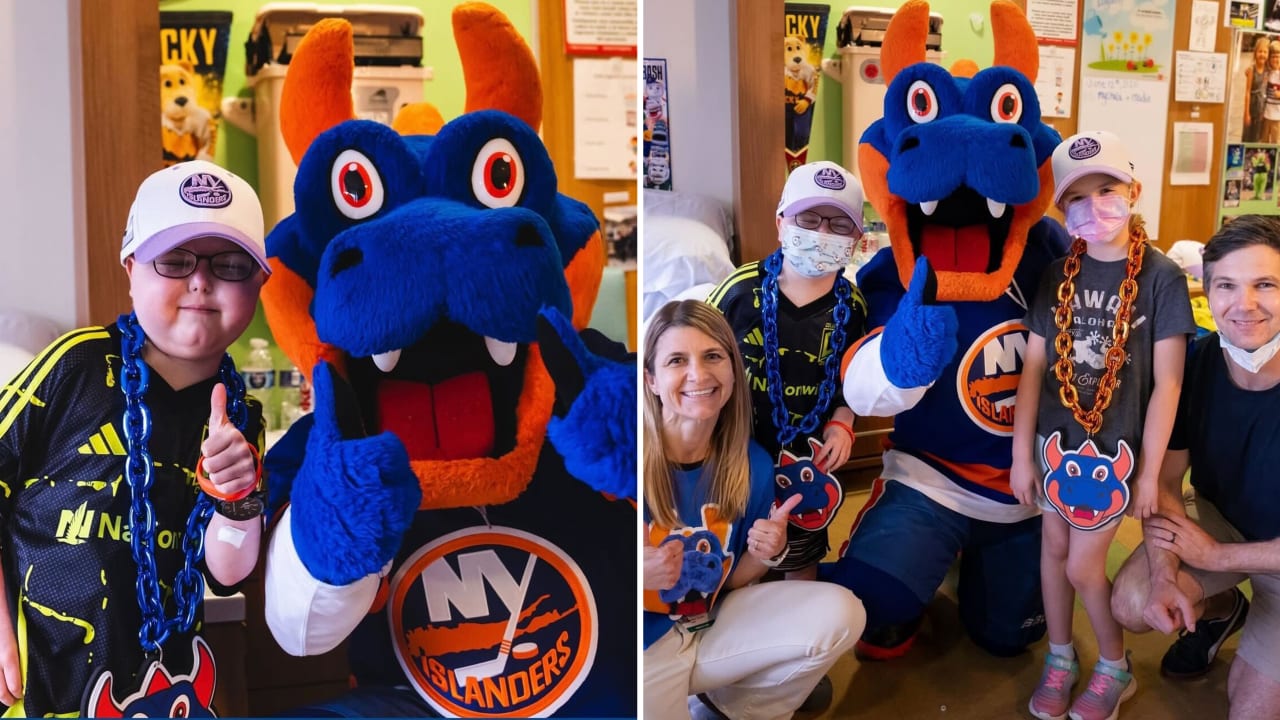 Islanders mascot Sparky surprises young cancer patient | NHL.com