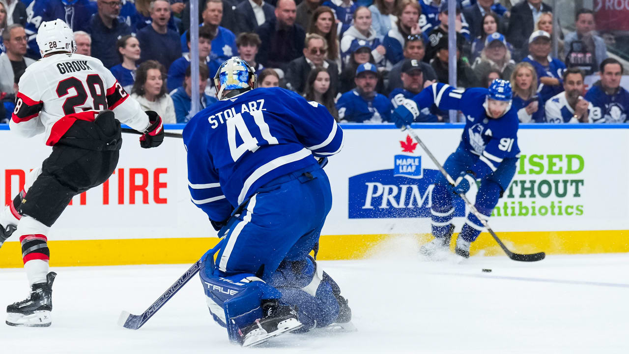 Stolarz leaves the net to clear the puck | NHL.com
