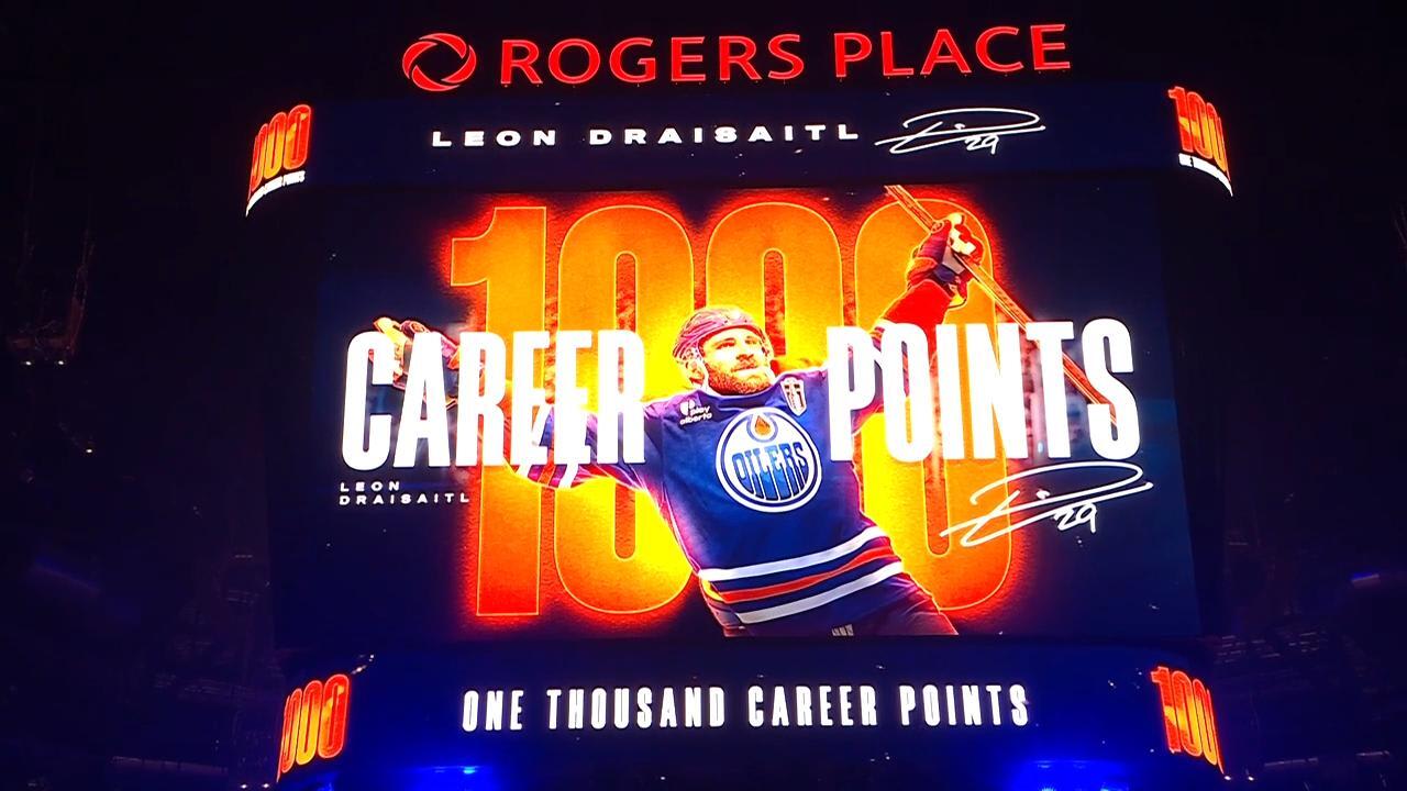 Draisaitl honored by Oilers for 1,000th NHL point, family dog attends ...