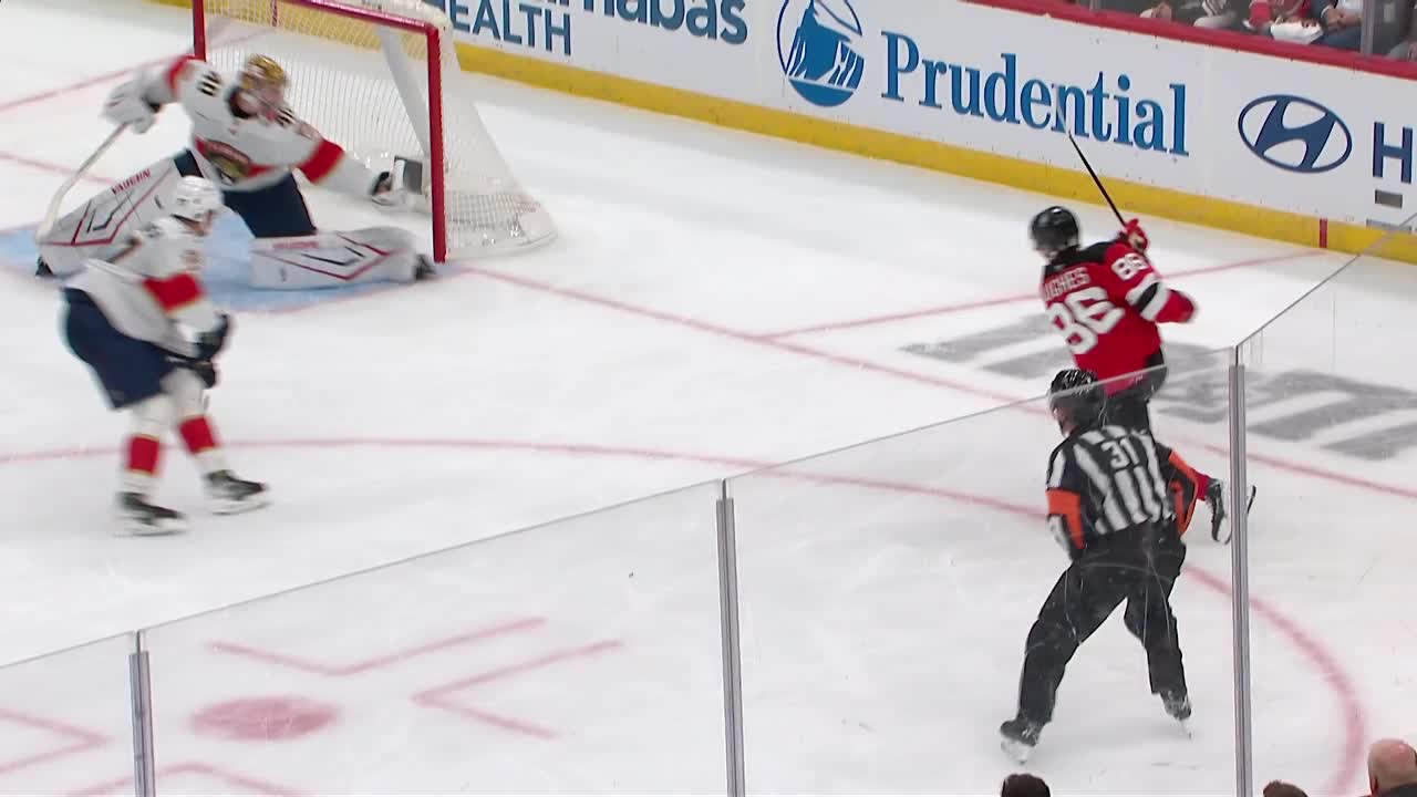 Tarasov flashes the leather to stop J. Hughes | NHL.com