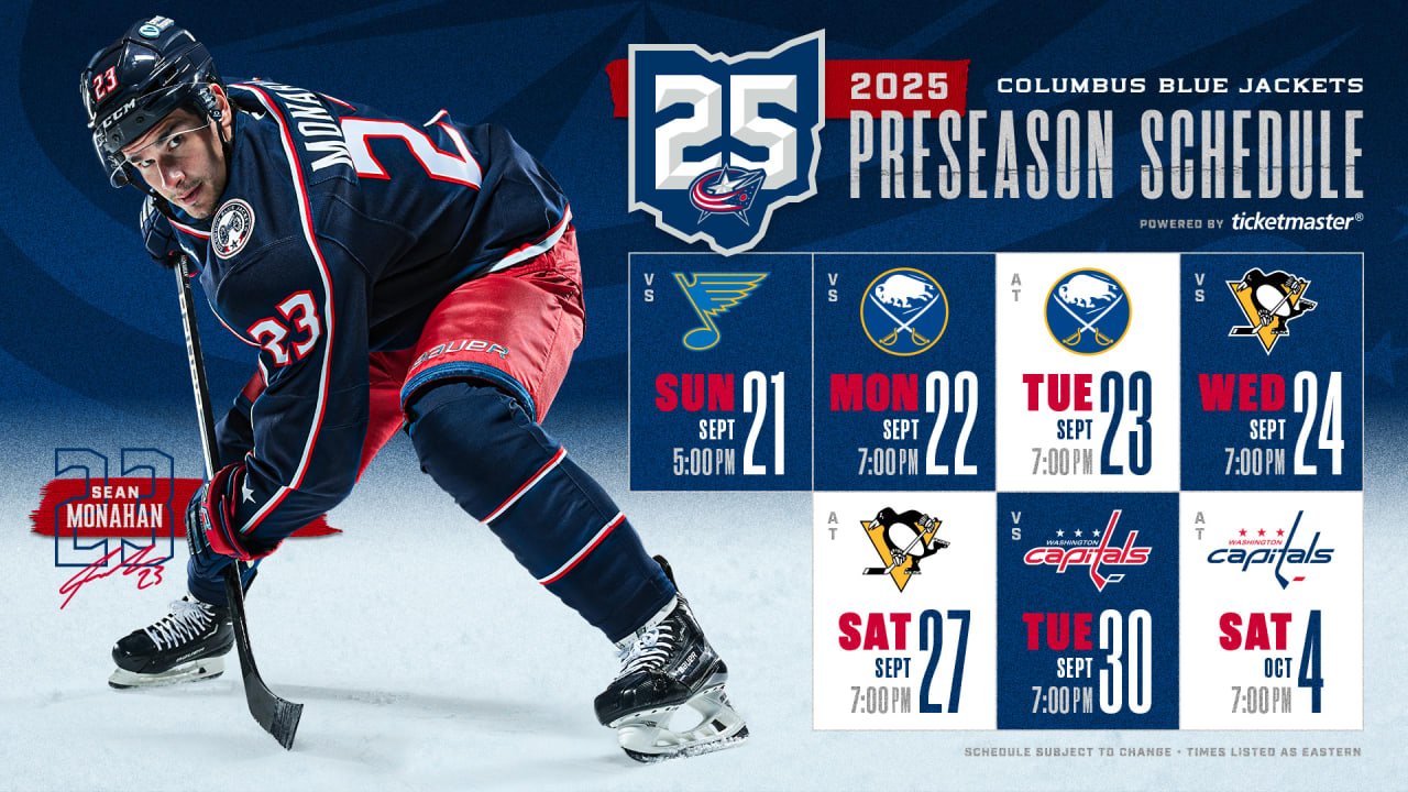 Blue Jackets announce 2025 preseason schedule | Columbus Blue Jackets