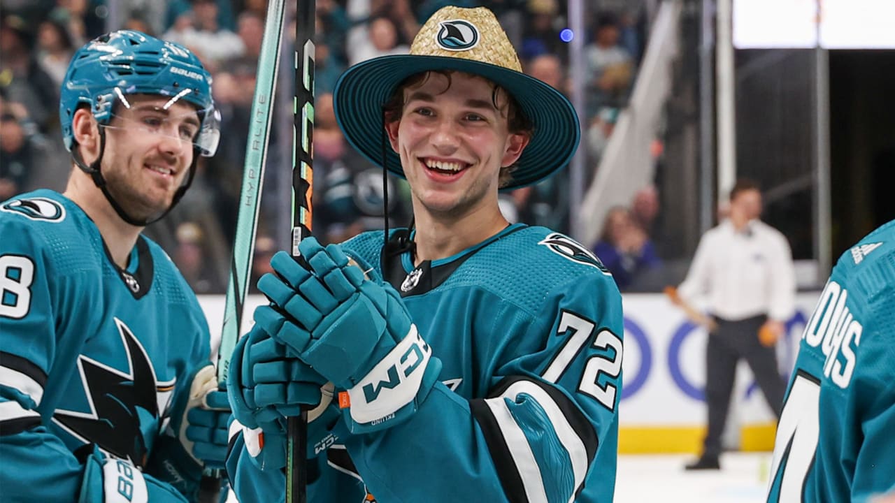 Eklund wears Sharks straw hat giveaway after 1st NHL hat trick | San ...