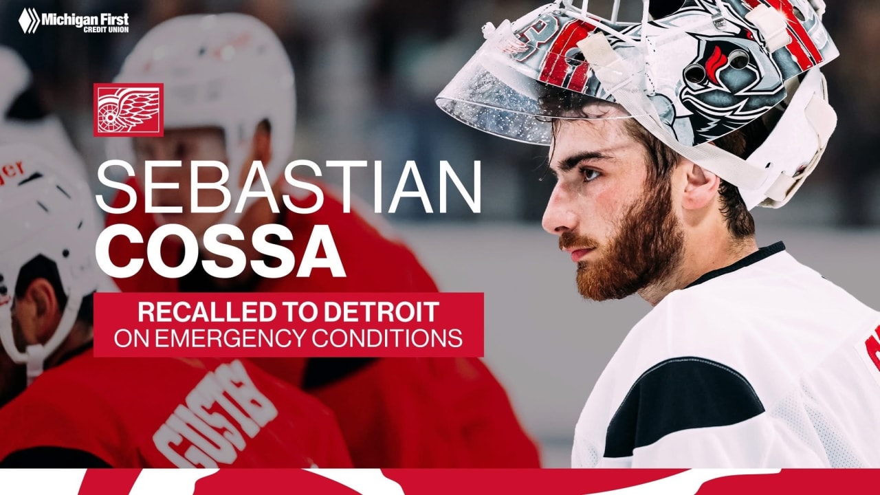 Red wings recall Sebastian Cossa from Grand Rapids under emergency ...