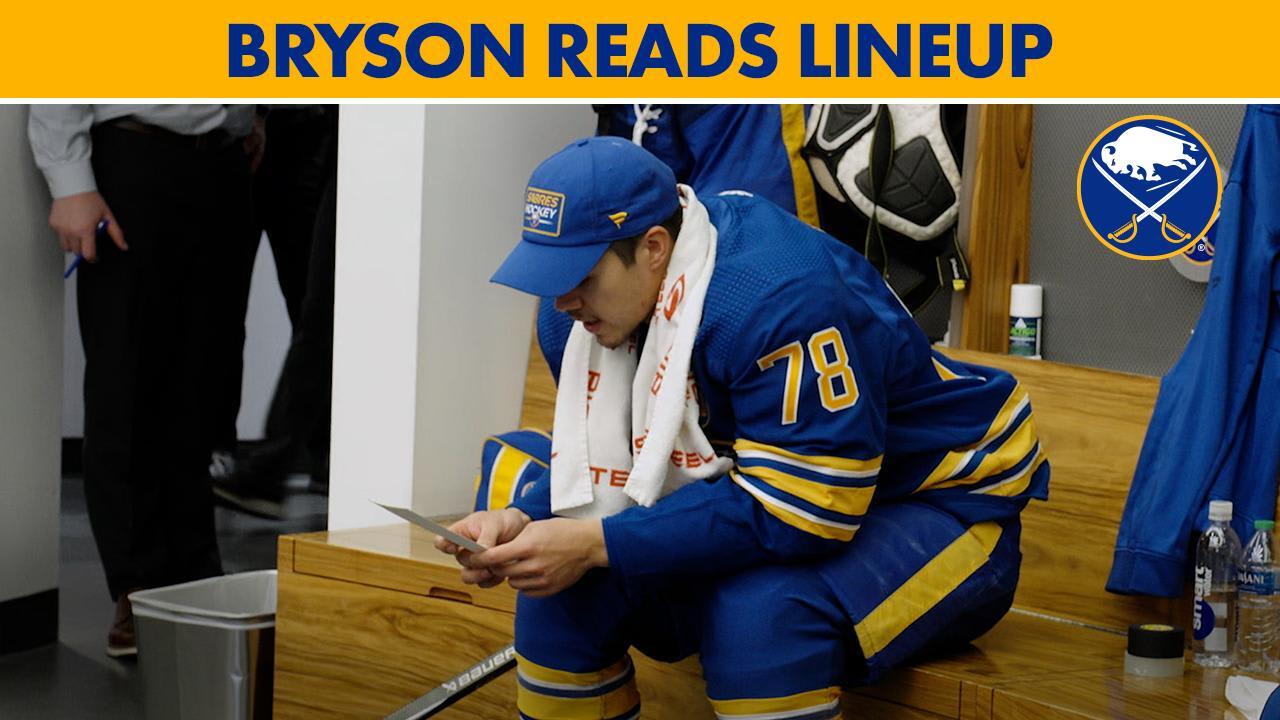 Jacob Bryson Reads Lineup | Buffalo Sabres