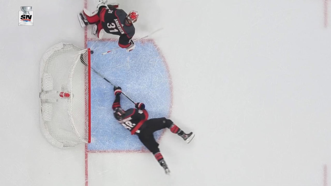Hurricanes' Martinook makes stunning, sliding stop to deny Rangers ...