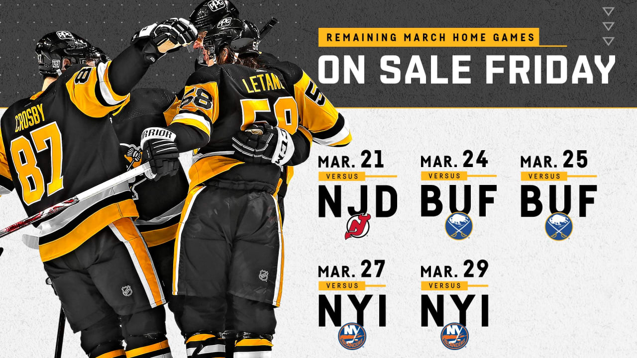 Tickets for Pens' Remaining March Home Games on Sale Friday at 10 a.m ...
