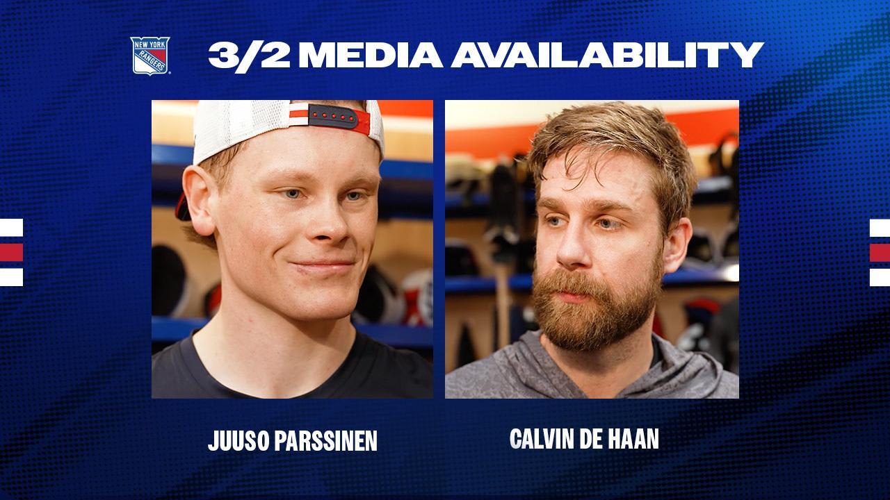 Pregame: Parssinen and de Haan | New York Rangers