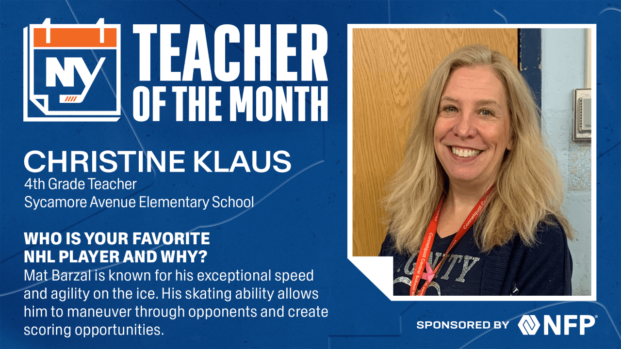 Islanders Teacher of the Month: Christine Klaus | New York Islanders