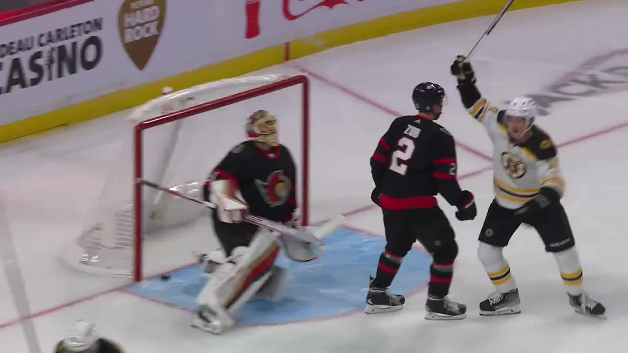 Greer snaps a shot into the twine | Boston Bruins