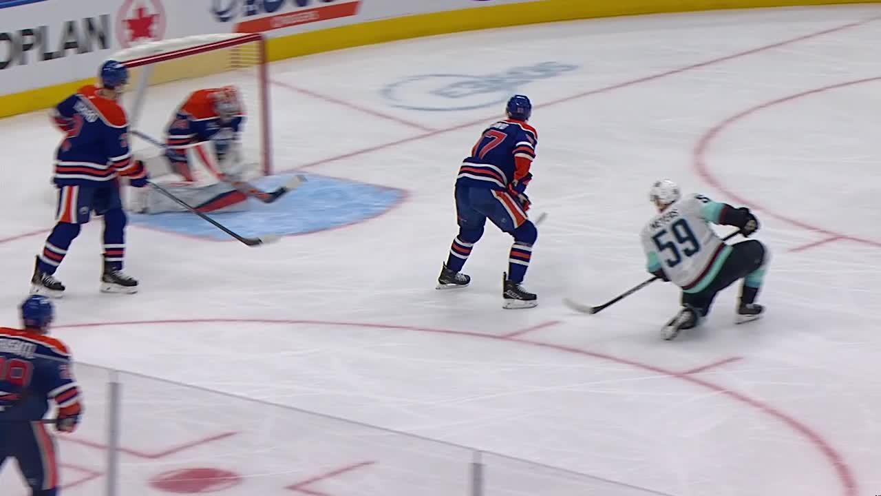 SEA@EDM: Meyers scores goal against Stuart Skinner | Seattle Kraken