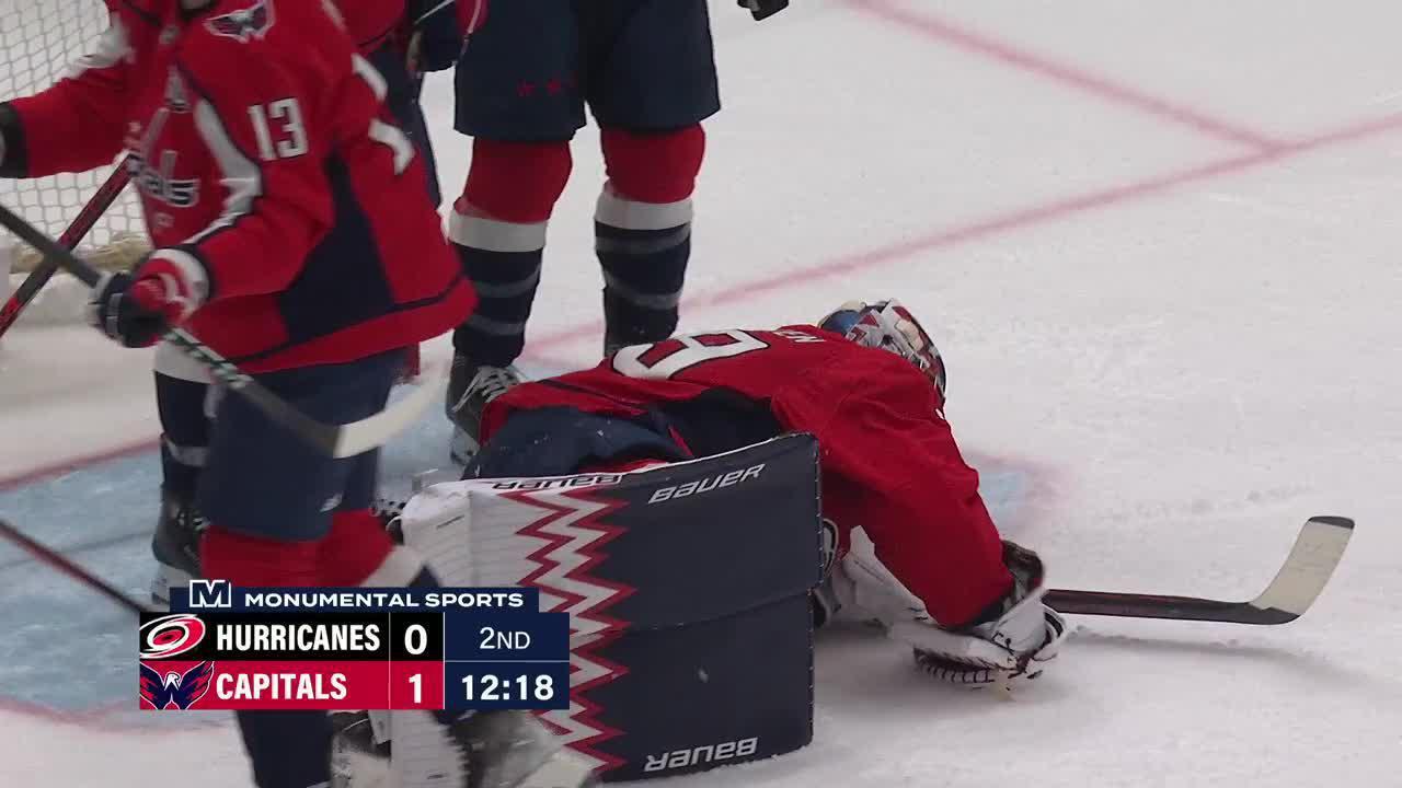 CAR@WSH: Lindgren with a great save against Tyson Jost | Washington ...