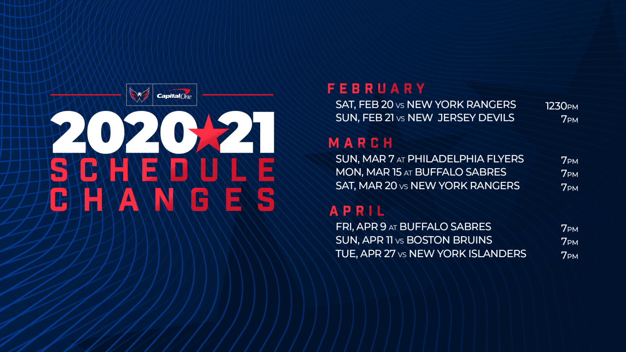 NHL Announces Updates to the Capitals' Regular Season Schedule ...