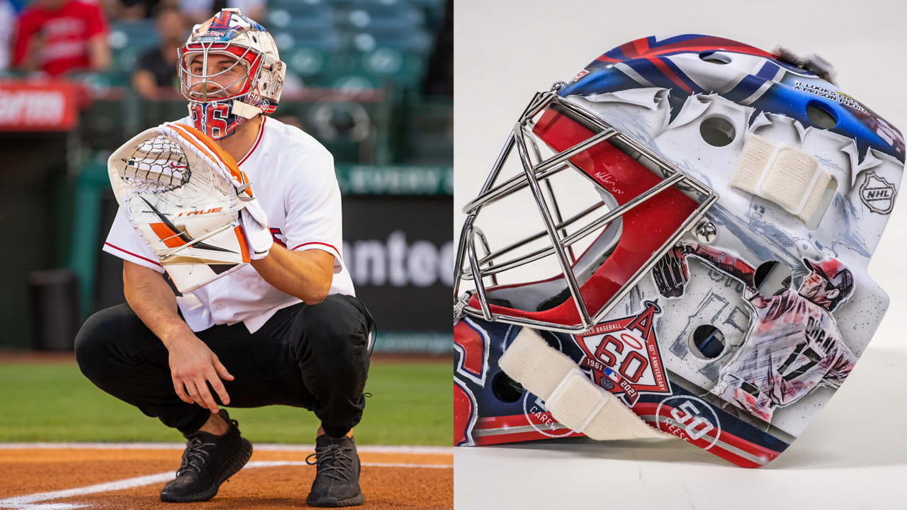 Gibson swaps Ducks mask for elaborate Angels helmet to catch first ...