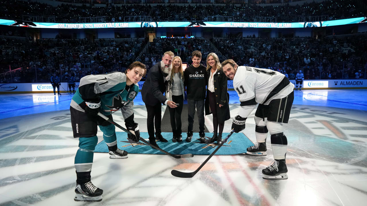 Thornton performs puck drop before Sharks game to celebrate Hall of ...